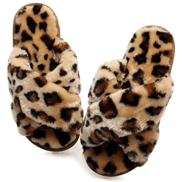 商品名[Crazy Lady] レディース ファジー クロスバンド 自宅用スリッパ ぬいぐるみの毛皮 ふわふわファー オープントゥ 心地よい発泡体 冬 暖かい 快適 スリッポン 通気性 サンダル 屋内 屋外 スリッパ 女性用 女の子用（06...