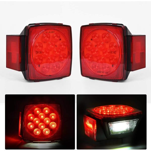 商品名Nilight 2PCS Square LED Trailer Light Low Profile Submersible IP68 LED Stop Turn Tail Side Marker License Light for 1...