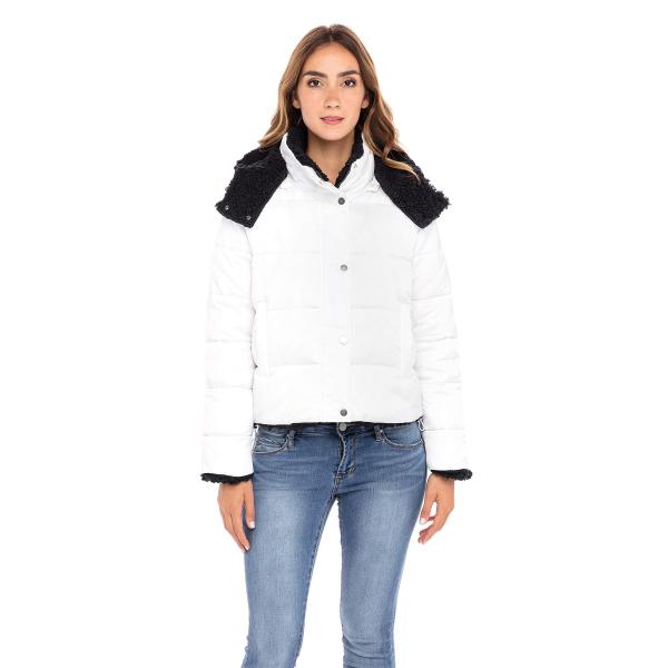 商品名: Sebby Collection レディース パファージャケット リバーシブル 快適 フェイクファー付き フード付き, ホワイト, X-Large Sebby Collection Women's Puffer Jacket Re...