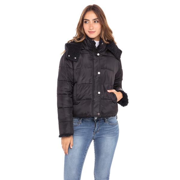 商品名: Sebby Collection レディース パファージャケット リバーシブル 快適 フェイクファー付き フード付き, ブラック, X-Large Sebby Collection Women's Puffer Jacket Re...