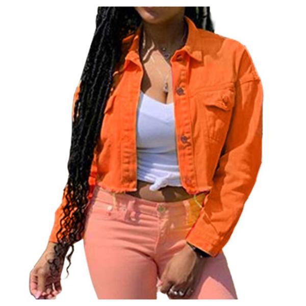 商品名:  LifeShe Women's Solid Cropped Denim Jean Jacket Coat with Frayed Hem Orangeブランド: LifeShe商品サイズ: Medium高さ: 35cm横幅: 2...