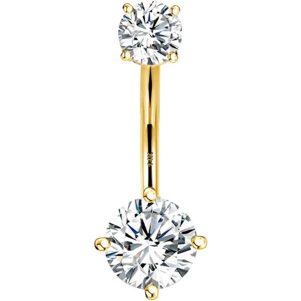 商品名OUFER 14G ソリッドゴールド ベリーボタンリング クリア CZ へそリング ベリーボタン ピアス へそ ジュエリー 14K イエロー/ホワイトゴールド ベリーリングOUFER 14G Solid Gold Belly Butt...