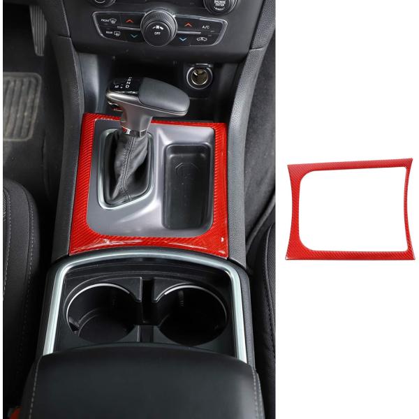 商品名RT-TCZZ ダッジ チャージャー シフトノブパネル トリムカバー レッドカーボンファイバーRT-TCZ for Charger Gear Shift Panel Trim Cover Red for Dodge Charger 2...