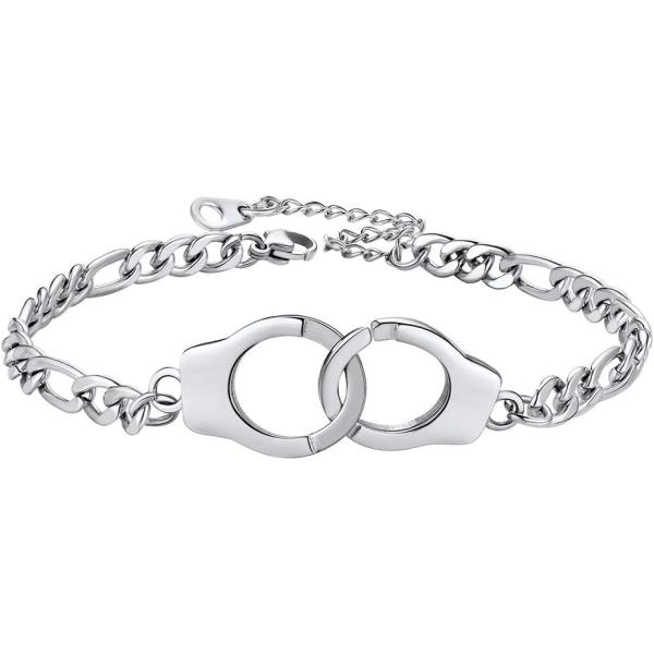 商品名PROSTEEL ステンレススチール アンクルブレスレット フットジュエリー メンズ レディース ティーン シルバー/ゴールドトーン 低刺激性 手錠デザイン アンクレット 8.5~10.5インチ 調節可能 ギフトボックス付き, One...