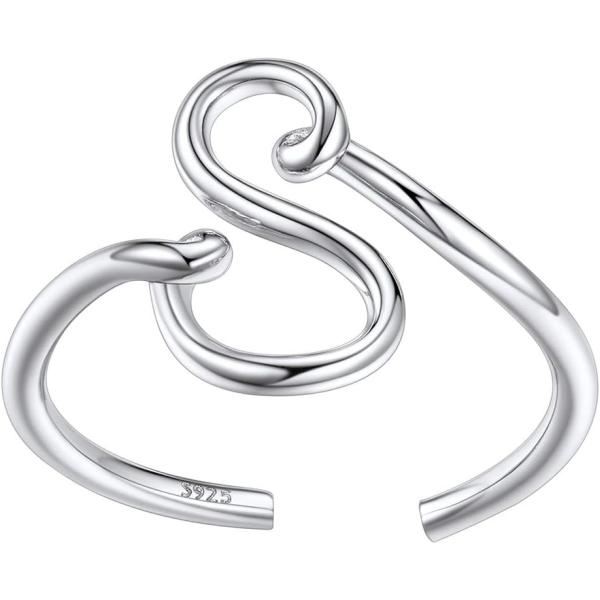 商品名パーソナライズシルバー イニシャルレターリング オープンリング 調整可能 レディース ステートメントリング パーティージュエリー 925スターリングシルバー A〜Z 26文字 イニシャルネームリング レディース メンズ クリスタル ツ...