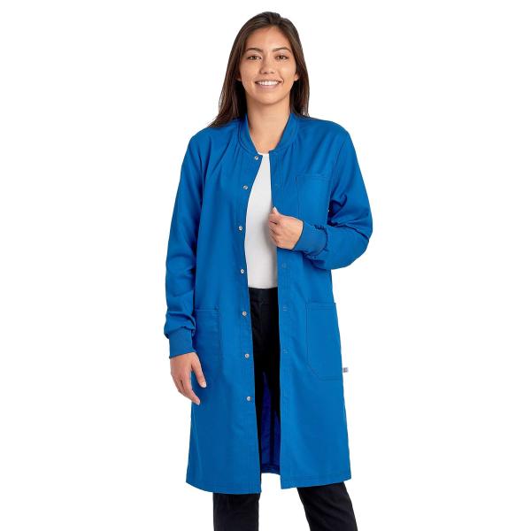 商品名: Cherokee WW レボリューションテック ユニ 40インチ スナップフロント ラボコート US サイズ: Medium カラー: ブルー Cherokee Professional Lab Coat for Men and ...