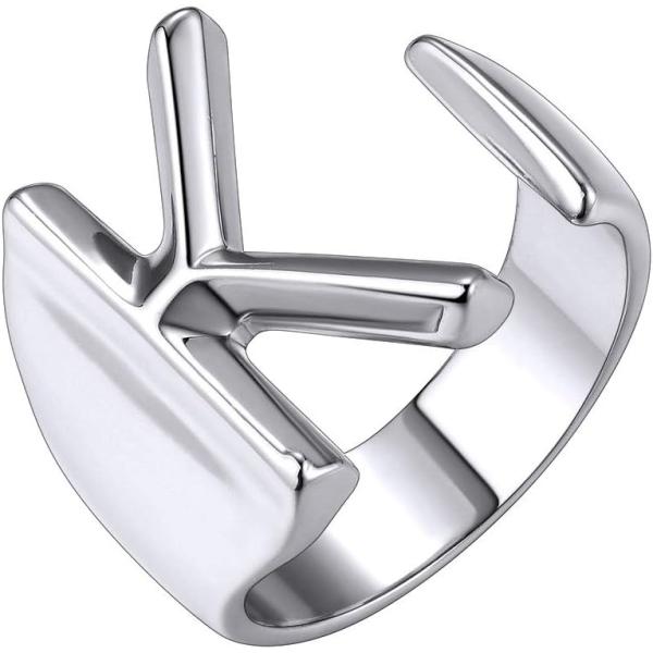 商品名KeyStyle Silver Hollow Out Initial K Open Ring K for Women, Chunky Bold Letter Rings For Womenブランド：KeyStyle商品サイズ：US#6...