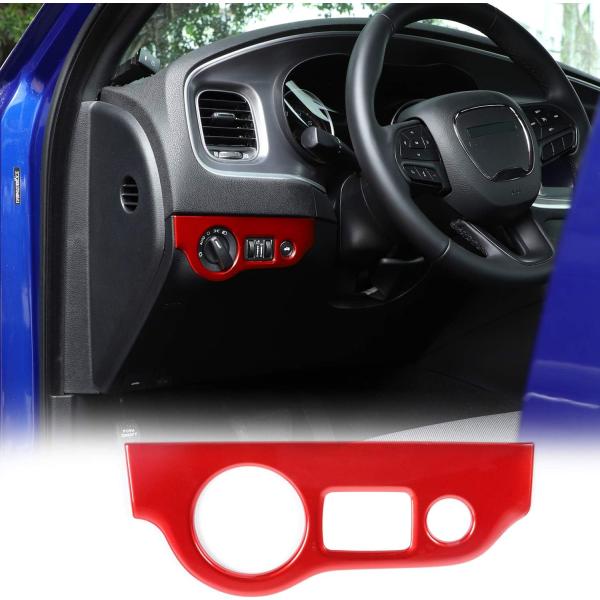 商品名RT-TCZ Dodge Charger ヘッドライトスイッチボタンパネルトリムカバー レッドRT-TCZ for Charger Headlight Switch Trim Cover, Red Interior Accessori...
