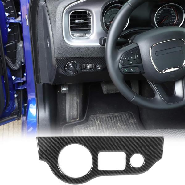 商品名RT-TCZ ダッジチャージャー ヘッドライトスイッチボタンパネルトリムカバー カーボンファイバー4RT-TCZ for Charger Headlight Switch Trim Cover Carbon Fiber for Dod...