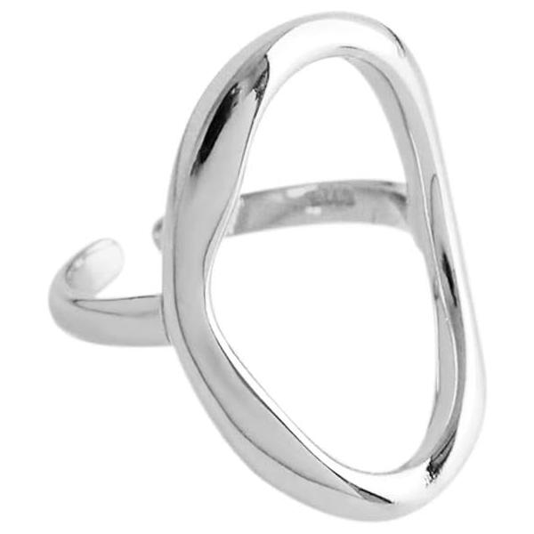 商品名楕円形 ラウンド ループ オープン ステートメント スターリングシルバー リング レディース ガールズ メンズ ミニマリスト 幾何学 サークル ウェディング エタニティバンド 調節可能なナックルリング ファッションジュエリーOval ...