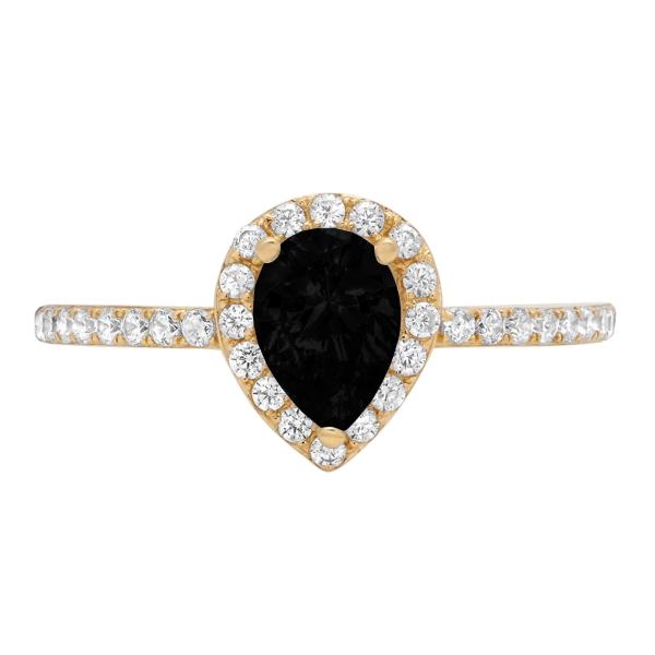 商品名:  1.19ct Brilliant Pear Cut Solitaire with accent Flawless Natural Black Onyx Gemstone VVS1 Designer Modern Statemen...