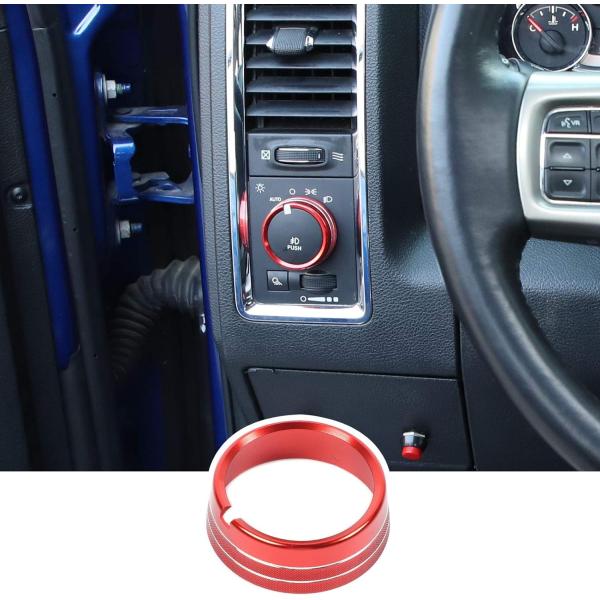 商品名RT-TCZ for RAM Headlight Switch Button Knob Ring Trim Cover for Dodge RAM 2010-2017 Up Red Interior Accessoriesブランド：R...