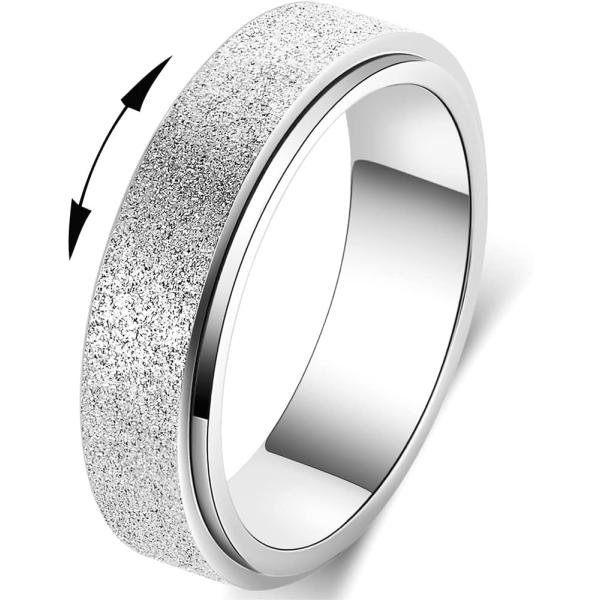 商品名Titanium Stainless Steel Anxiety Ring for Women Men Fidget Spinner Ring 6mm Wide Size 8 Silver Band Ring Sandblasted ...