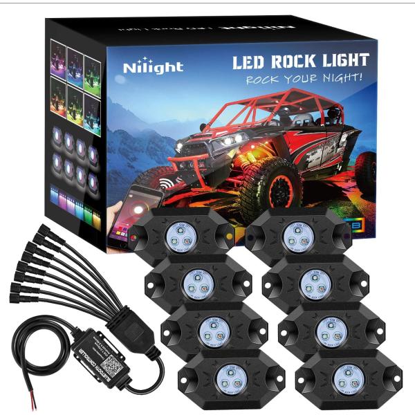 商品名Nilight RGB LED Rock Lights Kit 8 pods Underglow Multicolor Neon Light Pod with Bluetooth App Control Timing Function...