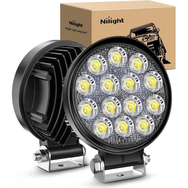 商品名Nilight LED Pods 2Pcs 4.5Inch 42W 4200LM Round Flood Light Off Road Lights Fog Lights Driving Roof LED Light Bar Work...
