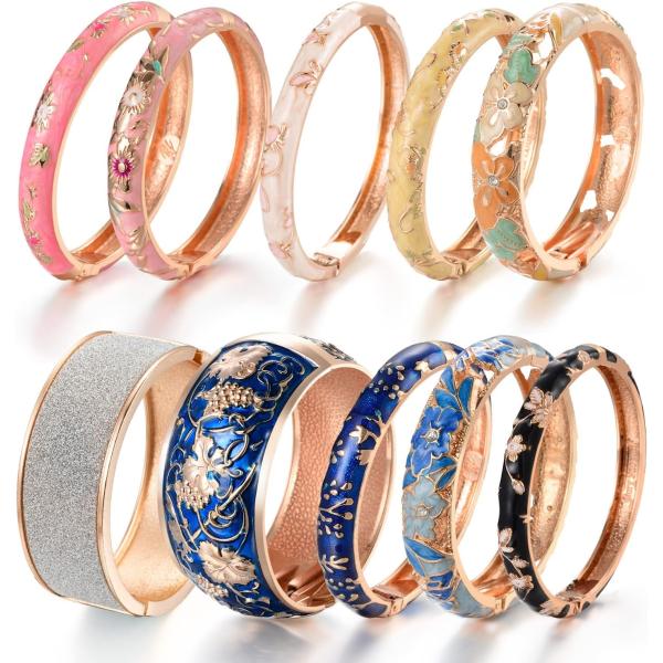 商品名UJOY Random Pack Colors Enamel Jewelry Set Golden Flower Engraved 10 PCS Cloisonne Bracelets in a Boxブランド：UJOY商品サイズ：B...