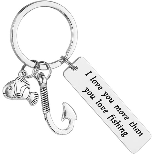 商品名Ahaeth Fishing キーチェーン メンズ I Love You More Than You Love Fishing キーチェーン 釣りジュエリー 釣り愛好家 漁師 父 彼氏 夫へのギフト 婚約者 誕生日 クリスマスAHAE...