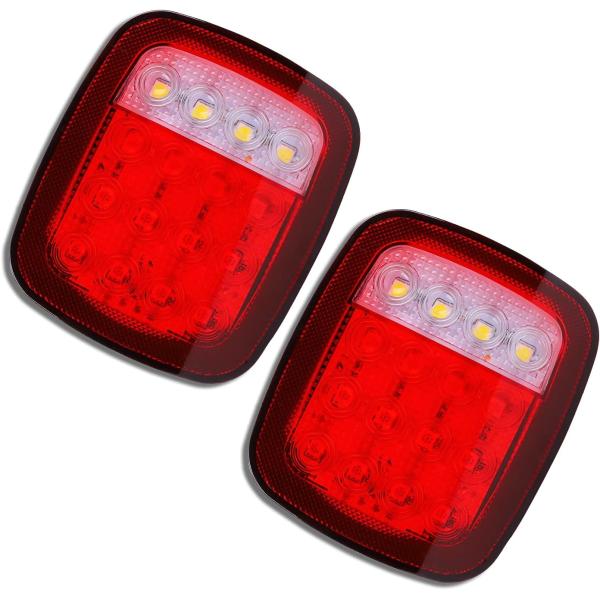 商品名Donepart LEDトレーラーライト 16個 ユニバーサルスクエアフラットベッドテールライト コンビネーションターンストップブレーキリバースバックアップライト ジープ JK CJ YJラングラー、トラック、トレーラー、オートバイ用...