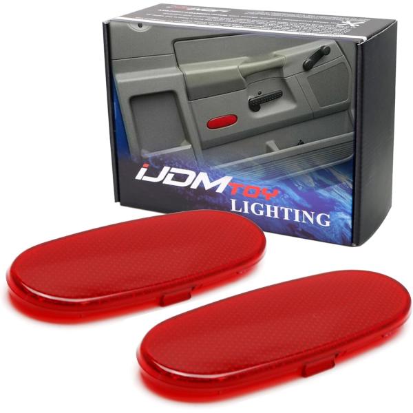 商品名iJDMTOY 2個セット レッド フロントインテリアサイドドアリフレクターパネルカバー Dodge RAM 1500 2500 3500 Durangoに対応iJDMTOY Set of 2 Red Front Interior S...