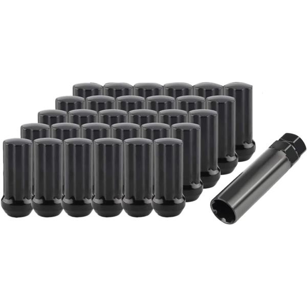 商品名EOTH 14mmx2 ホイールラグナット 24個 M14x2 ブラックスレッド XL スプラインラグナット 取り外しツール1個付き キー交換 2003-2014 F150 エクスペディション リンカーン ナビゲーター タイヤバルブキ...