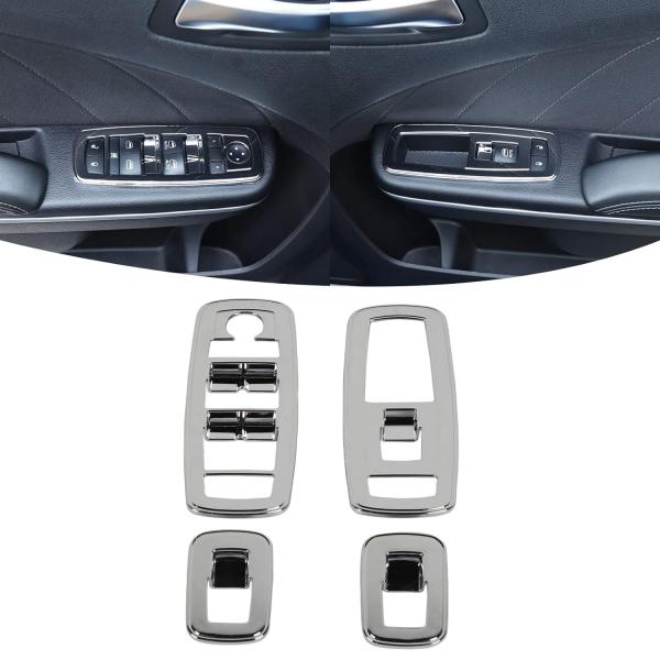 商品名RT-TCZ RAMパワーウィンドウスイッチボタントリムカバー ダッジチャージャーデュランゴ2011 Up RAM 2010-2017用 クロームインテリアアクセサリー 4個RT-TCZ for RAM Power Window Sw...