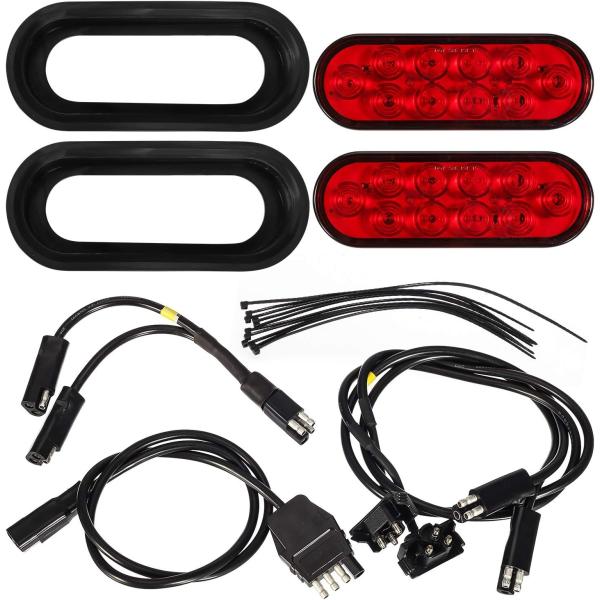 商品名Partsam レッドカーゴキャリアLEDライトキット 2個 6インチ オーバル防水テールライト ゴム製グロメット付き 76インチ 配線ハーネスPartsam Red Cargo Carrier Hitch Rack Lights K...