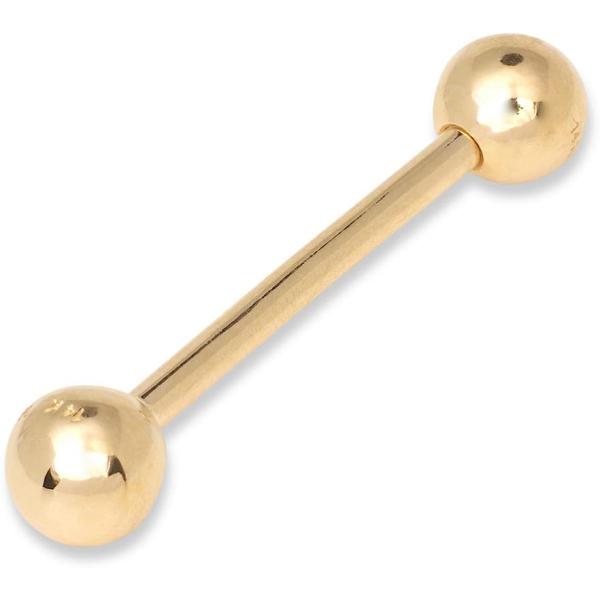 商品名JewelryWeb Curata ソリッド14Kゴールド 14G 5mmボール ストレートバーベルトングリングJewelryWeb - Solid 14k Gold 14G 5mm Ball Straight Barbell Int...