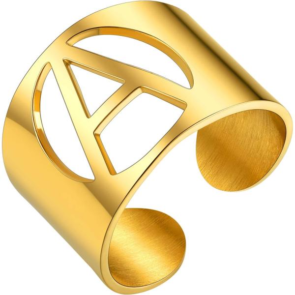 商品名ChainsHouse Jewelry Personalized Letter Ring Gold for Men 18K Gold Plated Adjustable Open Ring from A-Z Women's Signe...