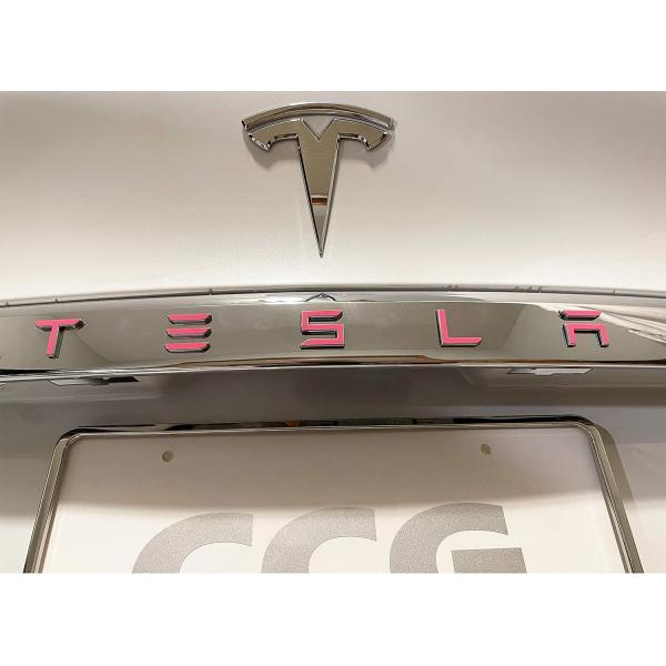 商品名Tesla Model S/X用カスタムカットグラフィック トランクアップリケラップ 2個セット (グロスピンク)Custom Cut Graphics Trunk Applique Wrap for Tesla Model S/X,...