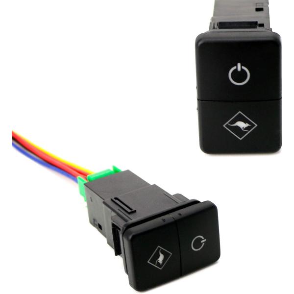 商品名iJDMTOY 工場仕様 33x22mm 12V デュアルプッシュボタンスイッチ カンガルールーライト付き パワーオンLEDバックグラウンドインジケーターライト フォグライト/DRL/LEDライトバーなどに対応iJDMTOY Fact...