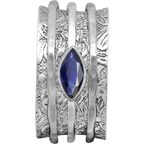 商品名Shine Jewel Spinner Ring with Blue Sapphire 925 Sterling Silver Fidget Band Meditation Ring for Men Women Anxiety Str...