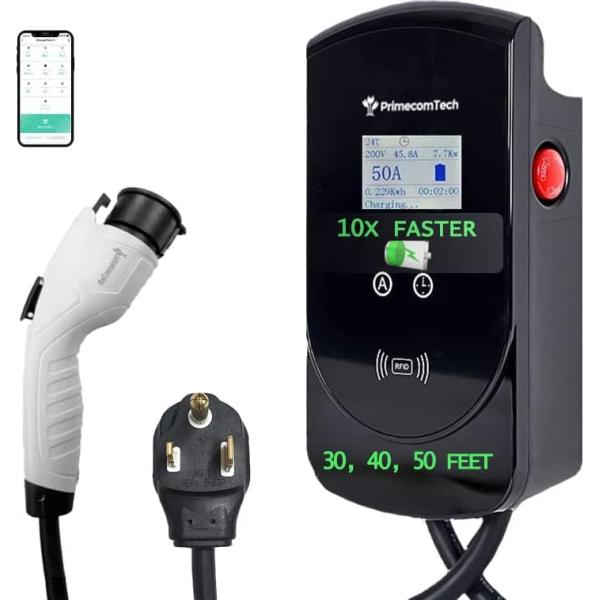 商品名50 Amp - PRIMECOM.TECH Level-2 Smart Electric Vehicle Home Charging Station 220 Volt for Tesla and All EV Brands 30' ...