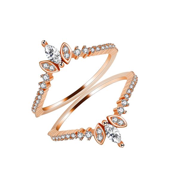 商品名:  Uloveido 925 Sterling Silver Marquise CZ Diamond Ladies Wedding Enhancer Guard Double Ring Band Stack Rose Gold Pl...