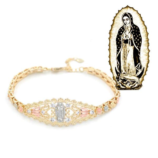 商品名: Giffor Jewelry 3色 グアダルーペ 3色 14K 金メッキ 聖母マリア ブレスレット レディース 宗教 ブレスレット バングル ギフト Pulsera de la Virgen de Guadalupe.Chapa ...