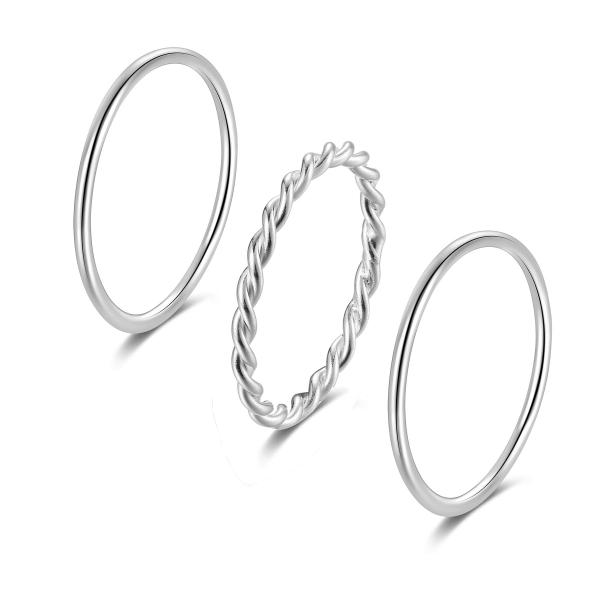 商品名: SILBERTALE 925スターリングシルバー ナックルリング レディース ミニマリスト 薄型 スタッキングリングセット, 6, 金属 石, キュービックジルコニア SILBERTALE Knuckle Rings for Wo...
