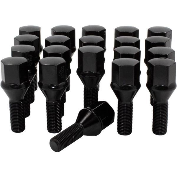 商品名ホイールアクセサリーパーツ 20個 12mm 1.25 スレッド どんぐりシート ラグボルト 19mm 六角 28mm スレッド長さ ブラック クライスラー200 | ダッジダート | 2016+ ジープチェロキー | 2017 + ...