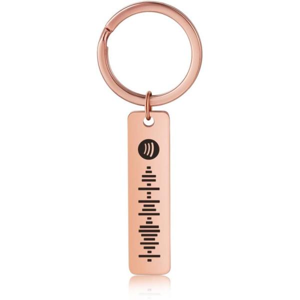 商品名LanM Spotify キーチェーン パーソナライズされた音楽キーホルダー カスタムスキャン可能 Spotify コードソング キーチェーン ギフト 男性/女性向け, ローズゴールド1, SmallLanM Spotify Keyc...