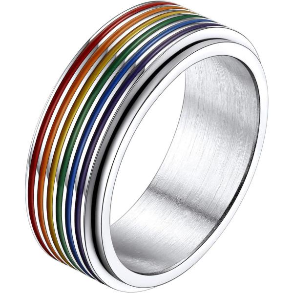 商品名PROSTEEL Bi Pride Spinner Ring Stainless Steel Lgbtq Rainbow Rings For Menブランド：PROSTEEL商品サイズ：高さ：1.8 cm横幅：8 cm奥行：9.3 c...