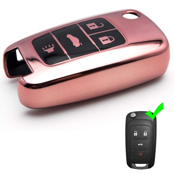 商品名x xotic tech ローズゴールド TPU プリント入り 4ボタンキーフォブ シェルカバーケース シボレー Camaro Cruze Equinox Colorado CorvetteまたはGMC Terrainまたはビュイック...