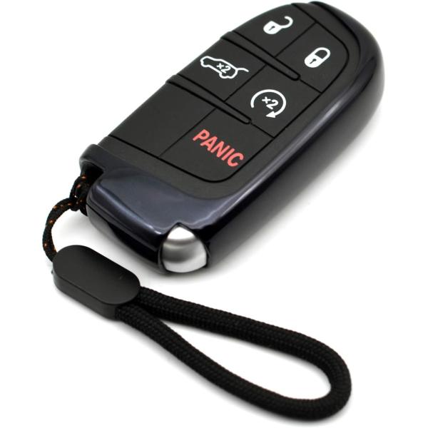 商品名Jeep Compass Grand Cherokee Renegade Chrysler 200 300 Dodge Challenger Charger Durango Journey Fiat ブラック TPU キーフォブカバー...