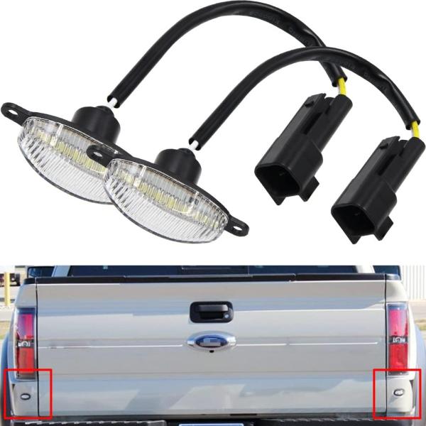 商品名F150 Raptor LEDサイドマーカーランプ 2010 2011 2012 2013 2014 Ford F150 SVT Raptor ピックアップバック リアサイドマーカーライト F-150 クリアレンズ レッド LED ウ...