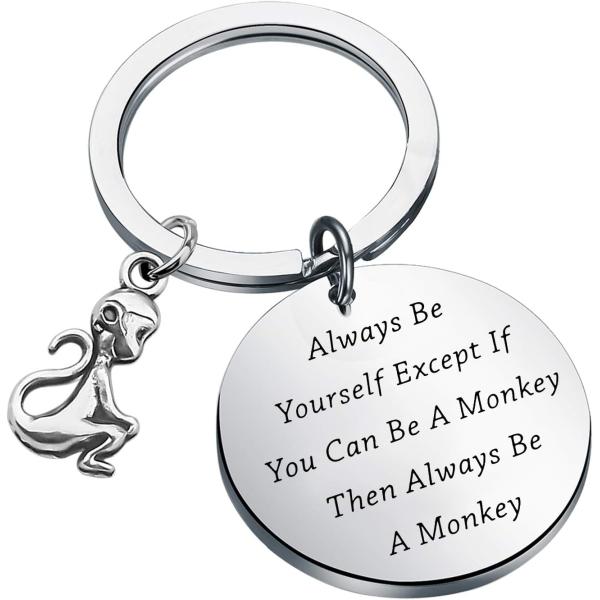 商品名PENQI かわいいモンキージュエリー モンキーチャームキーチェーン Always Be Yourself Except If You Can Be a Monkey Then Always Be a Monkey キーチェーン モン...