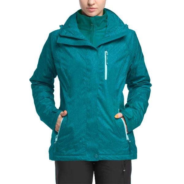 商品名:  33,000ft Women's 3 in 1 Hooded Waterproof Coat Winter Ski Hiking Rain Jacket Softshell Fleece Lined Raincoat Windb...