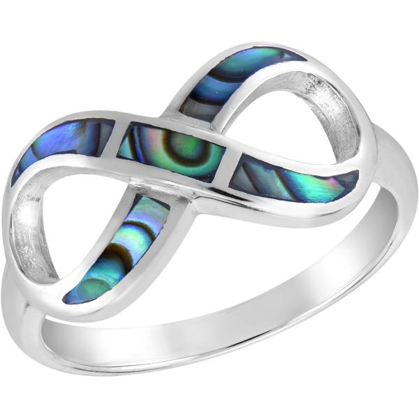 商品名AeraVida 永遠の愛 インフィニティ レインボー アバロンシェル .925スターリングシルバー バンドリングAeraVida Eternity of Love Infinity Rainbow Abalone Shell .92...