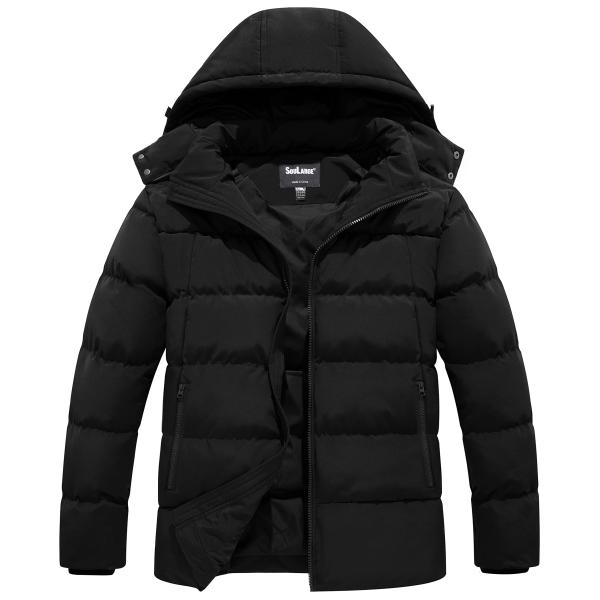 商品名:  Soularge Men's Big and Tall Warm Thickend Casual Puffer Jacket with Hood (Black, 3X)ブランド: Soularge商品サイズ: 3X高さ: 37c...