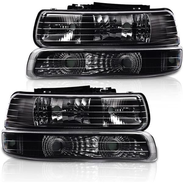 商品名CNNELL ヘッドライト シボレー シルバラード 99-02 / シボレー サバーバン 00-06 (クリアレンズ ブラック ハウジング クリア リフレクター) 2001 2002 2004 2005 2006 ヘッドライト 左+右...