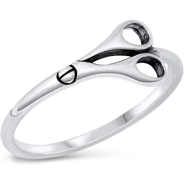 商品名CLOSEOUT WAREHOUSE スターリングシルバー サイドウェイ シザーリング, 金属, ノジェムタイプCLOSEOUT WAREHOUSE Sterling Silver Sideways Scissors Ring Siz...