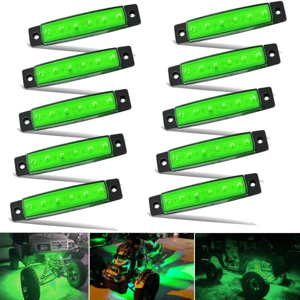 商品名UWDESY 10Pcs Led Rock Lights Waterproof 3.8"" Green LED Underglow Kit,Fender Wheel Well Lights, Car Exterior Side Mar...