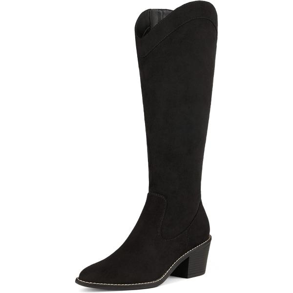 商品名DREAM PAIRS Women's Knee High Boots, Cowgirl Riding Western Shoes with Pointed Toe, Dkb212, Black Suede, Size 10ブランド：...