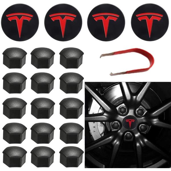 商品名ThinSGO Tesla モデル3 Y S X ホイールキャップキット 4ハブセンターキャップ+20ラグナットカバー(レッド)ThinSGO Tesla Model 3 Y S X Wheel Cap Kit 4 Hub Cente...